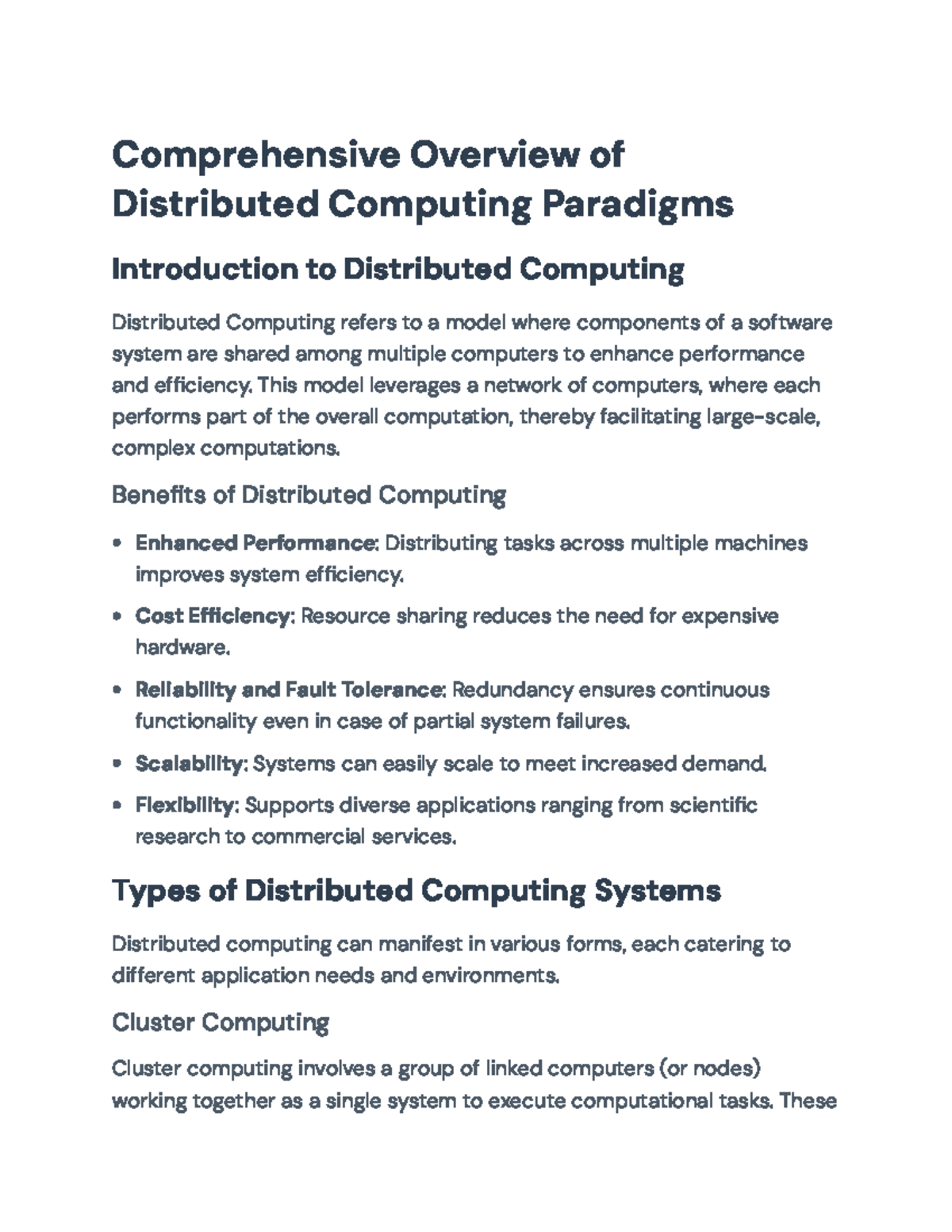 Overview of Distributed Computing Paradigms: Concepts & Applications ...