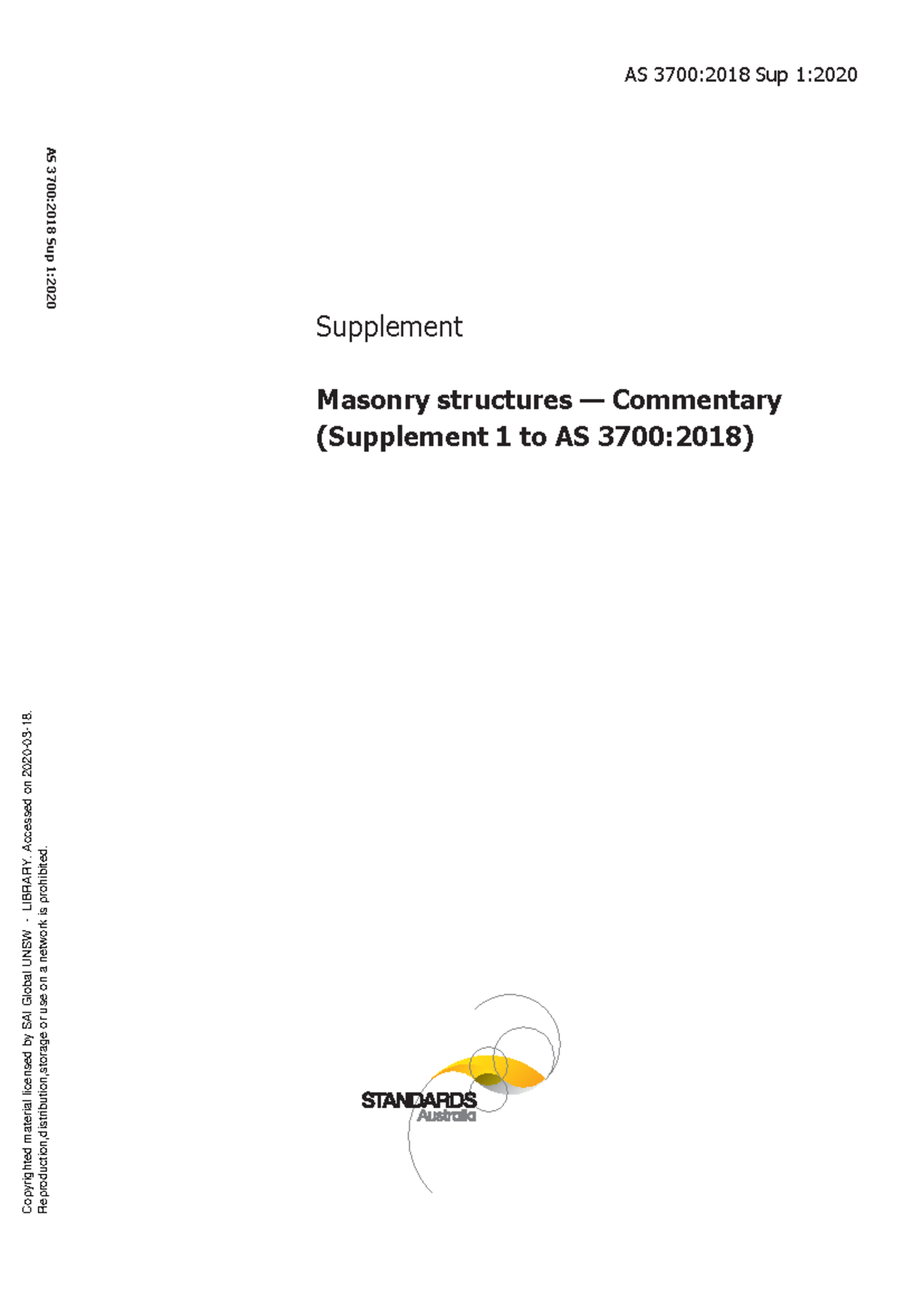 AS3700-2020 Comentary - AS 3700:2018 Sup 1: Supplement Masonry ...