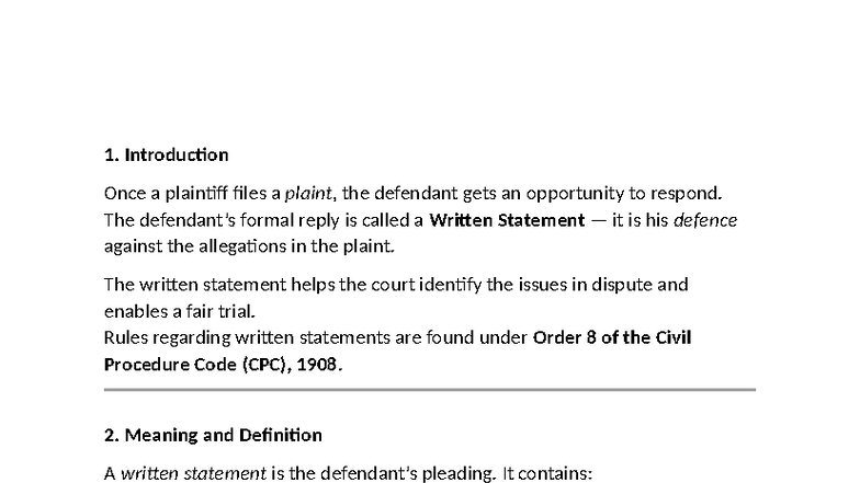 Written Statement Guidelines - CPC Overview and Key Rules - Studocu