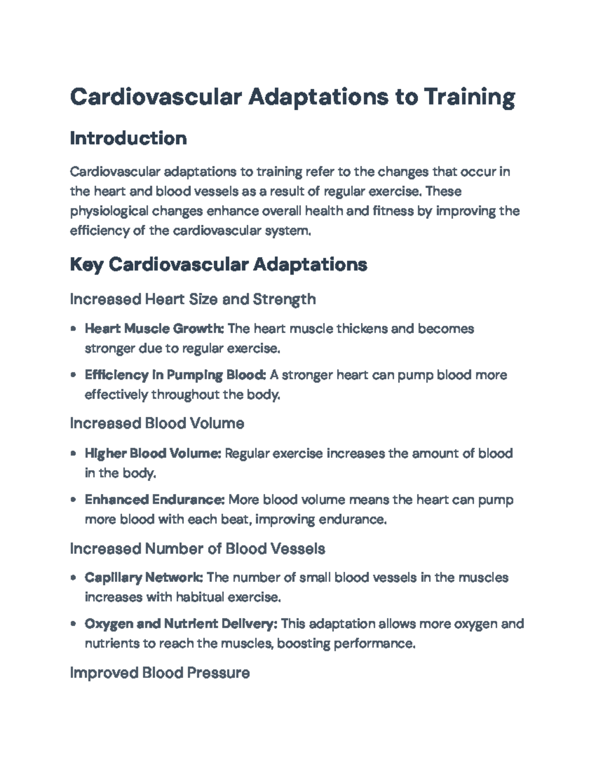Cardiovascular Adaptations to Training: Enhancements from Regular ...