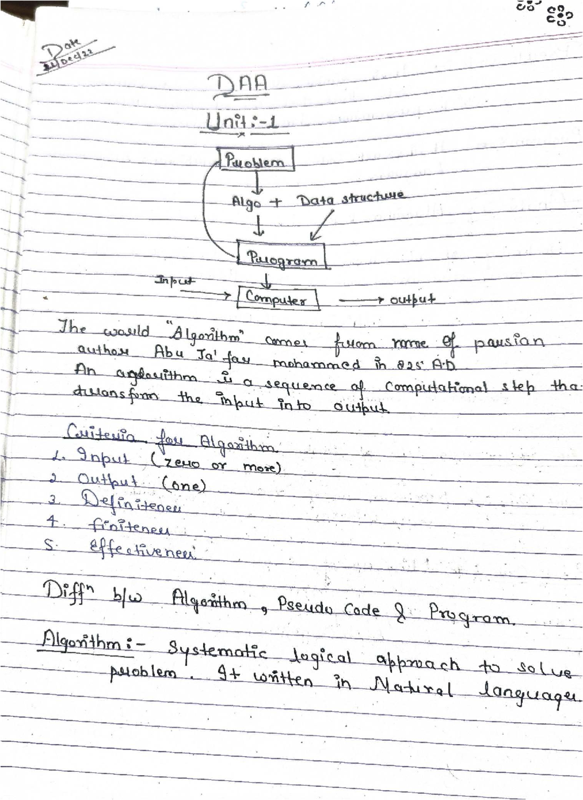 DAA 101: Unit 1 - Algorithm Analysis and Pseudo Code Notes - Studocu