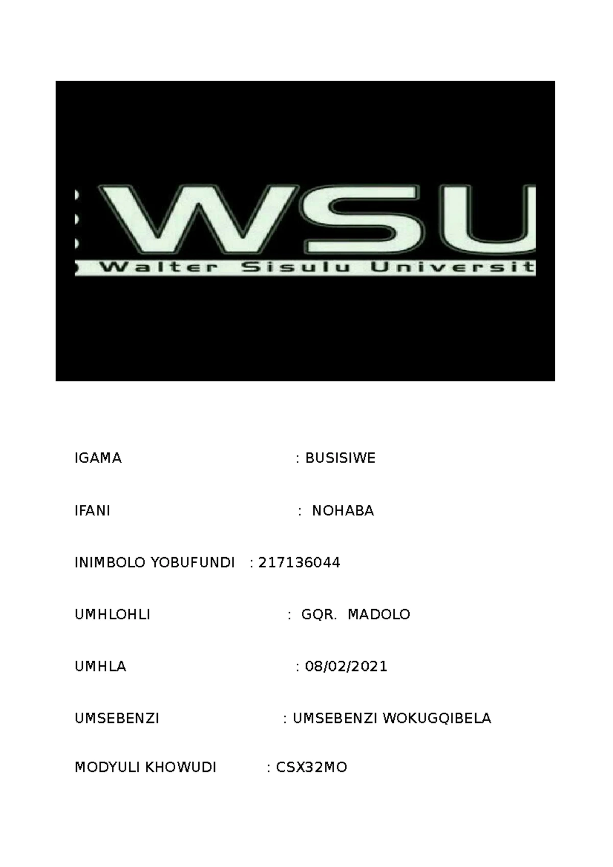 Isixhosa Lesson Plan: Umbongo for Grade 6 (UFH 2022) - Studocu