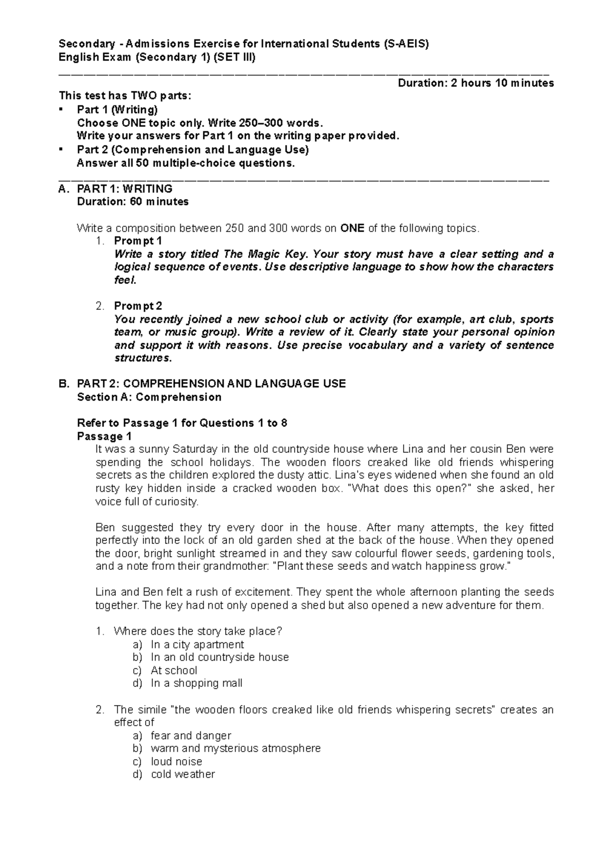 Secondary Admissions Exercise for International Students (S-AEIS ...