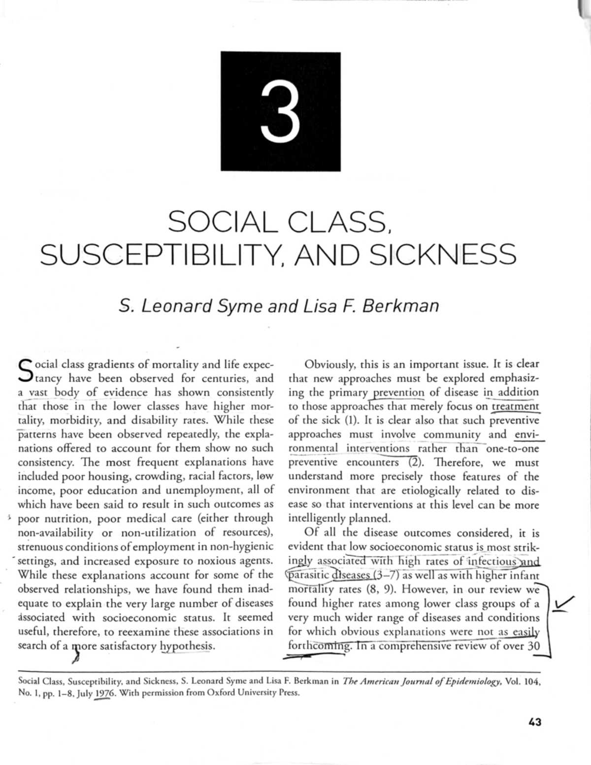 Syme and Berkman - Social Class, Susceptibility, and Sickness - 3 ...