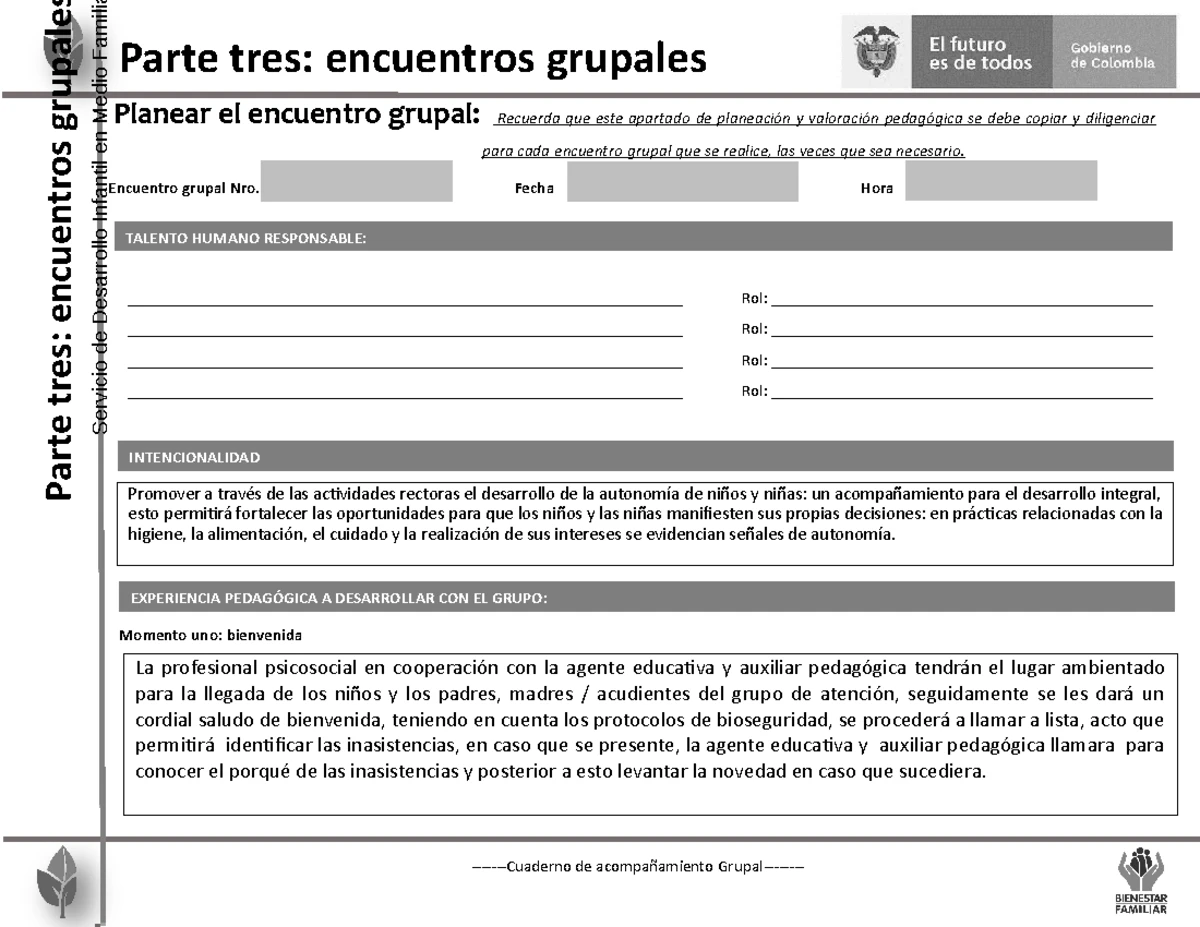 Planeación encuentros en el hogar practica 2. acción 2.3 - Se brinda un ...