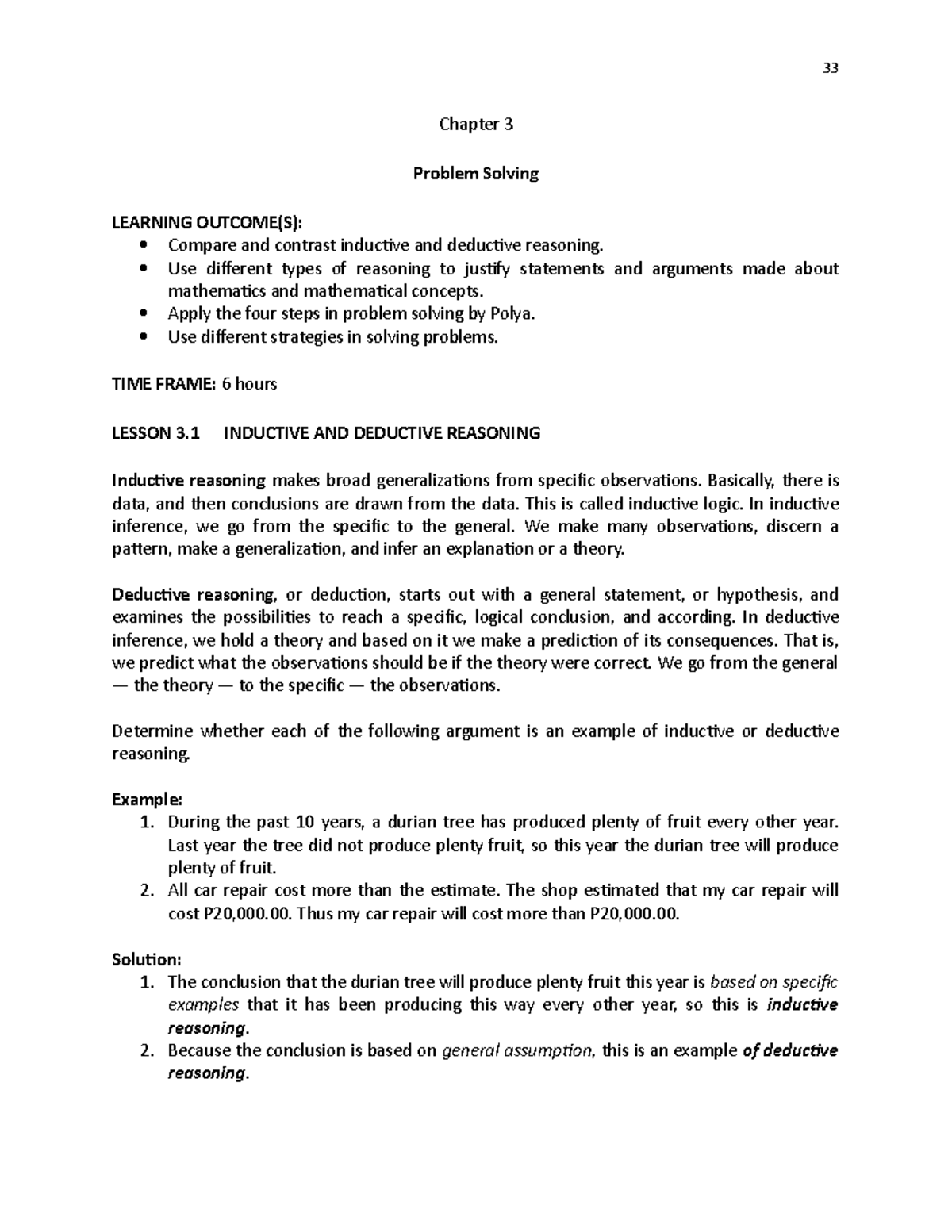 Module 3 Problem Solving Worksheet: Inductive & Deductive Reasoning ...