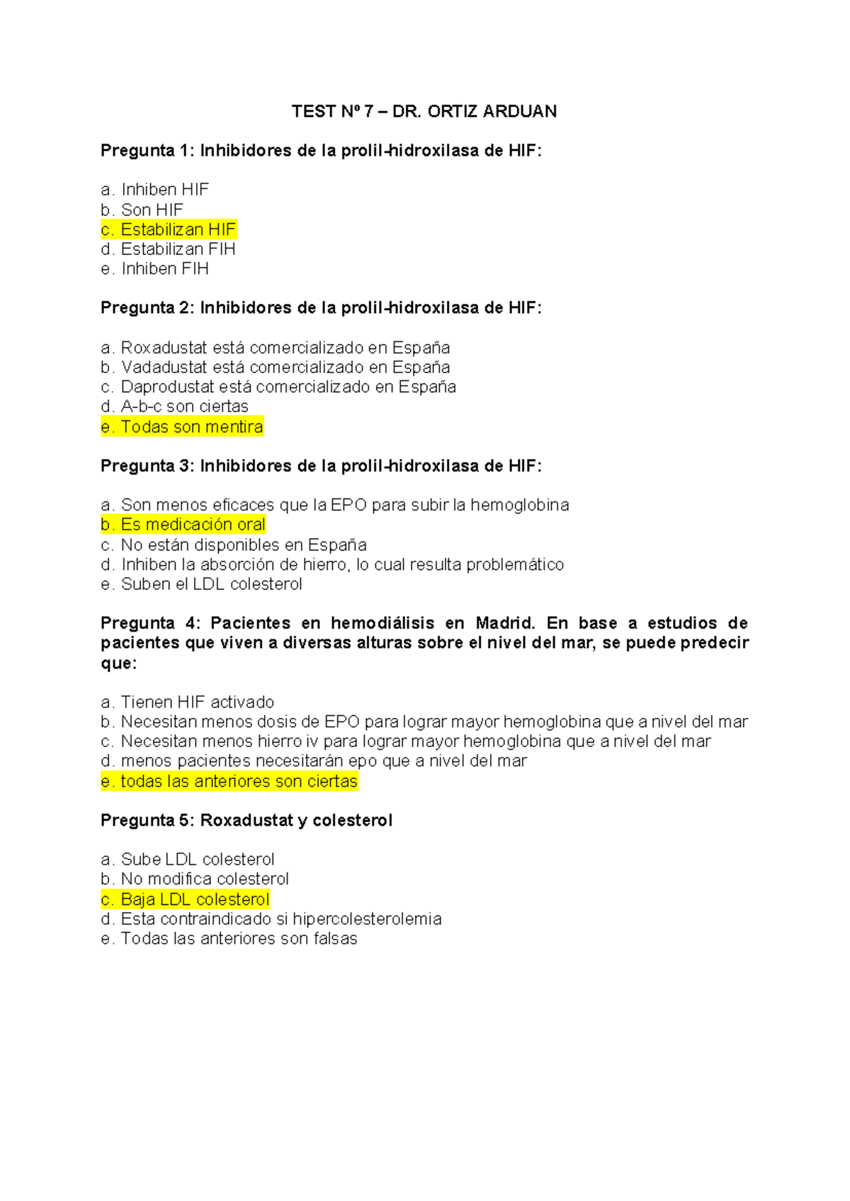 Test Nº 7 - Medicina - Nefrología: Inhibidores de HIF y Efectos en ...