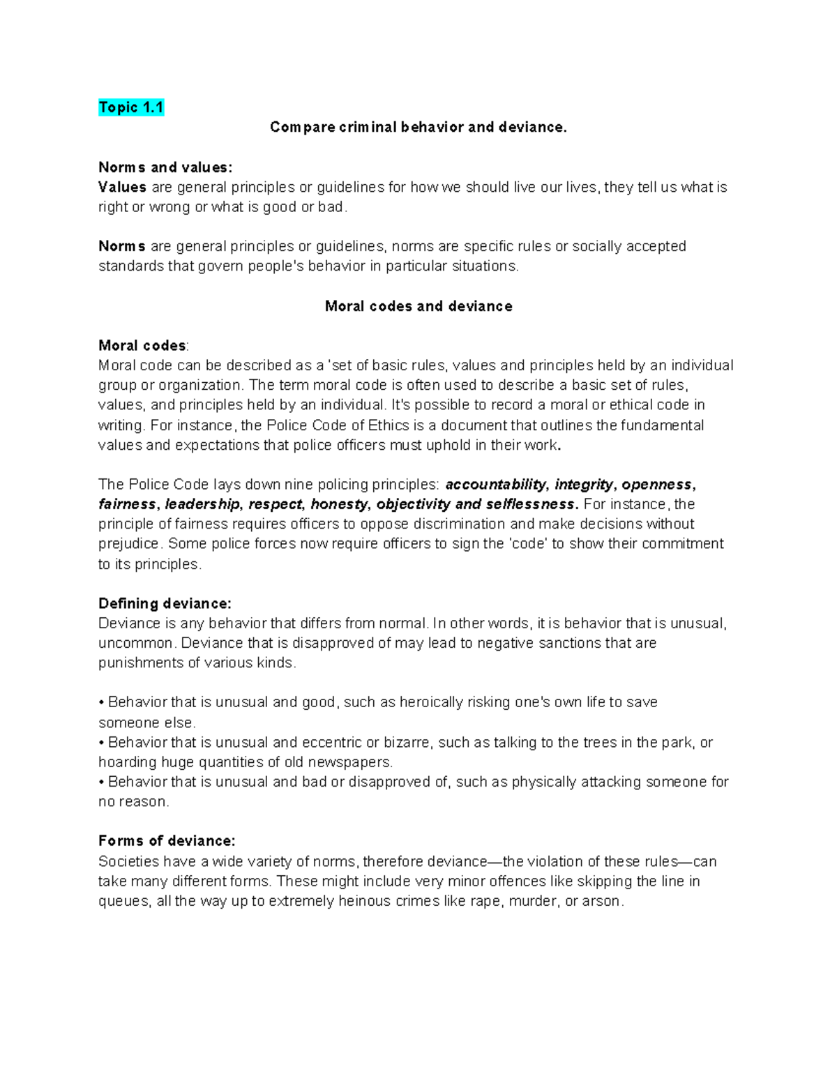 Criminology Unit 2: Understanding Criminal Behavior and Deviance - Studocu