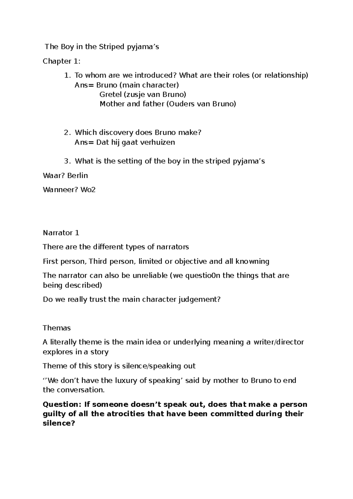 The Boy in the Striped Pyjamas: Chapter Analysis & Themes Overview ...