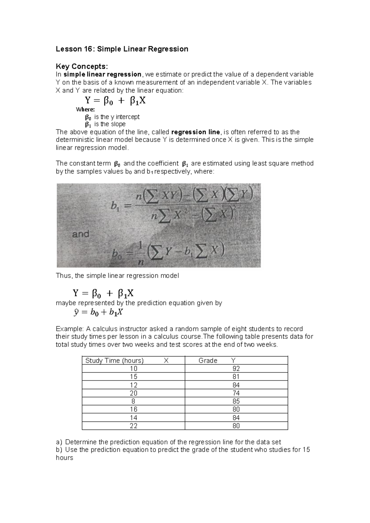 Lesson 16 Simple Linear Regression - Lesson 16: Simple Linear ...