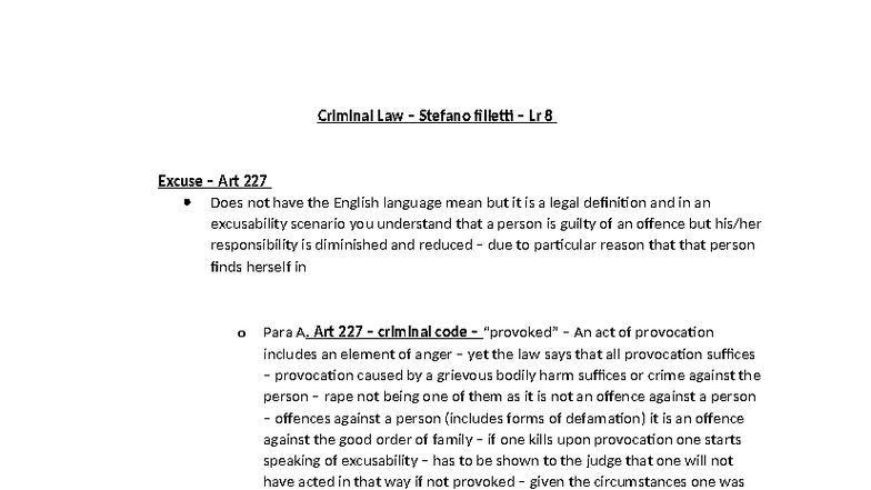 Criminal Law - Filletti - Lr 8 - Criminal Law – Stefano filletti – Lr 8 ...