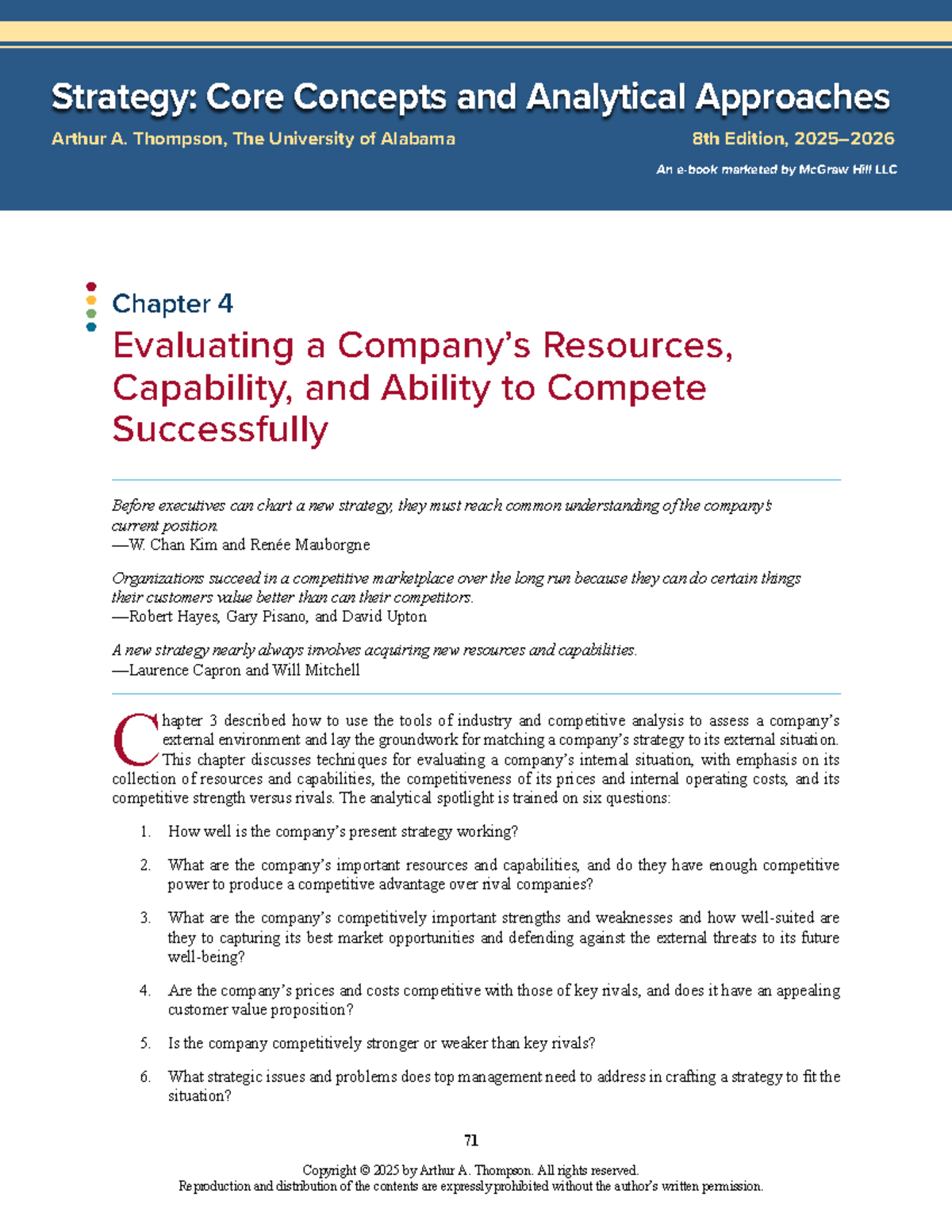 Chapter 4: Evaluating Resources, Capabilities, and Competitive Ability in - Studocu