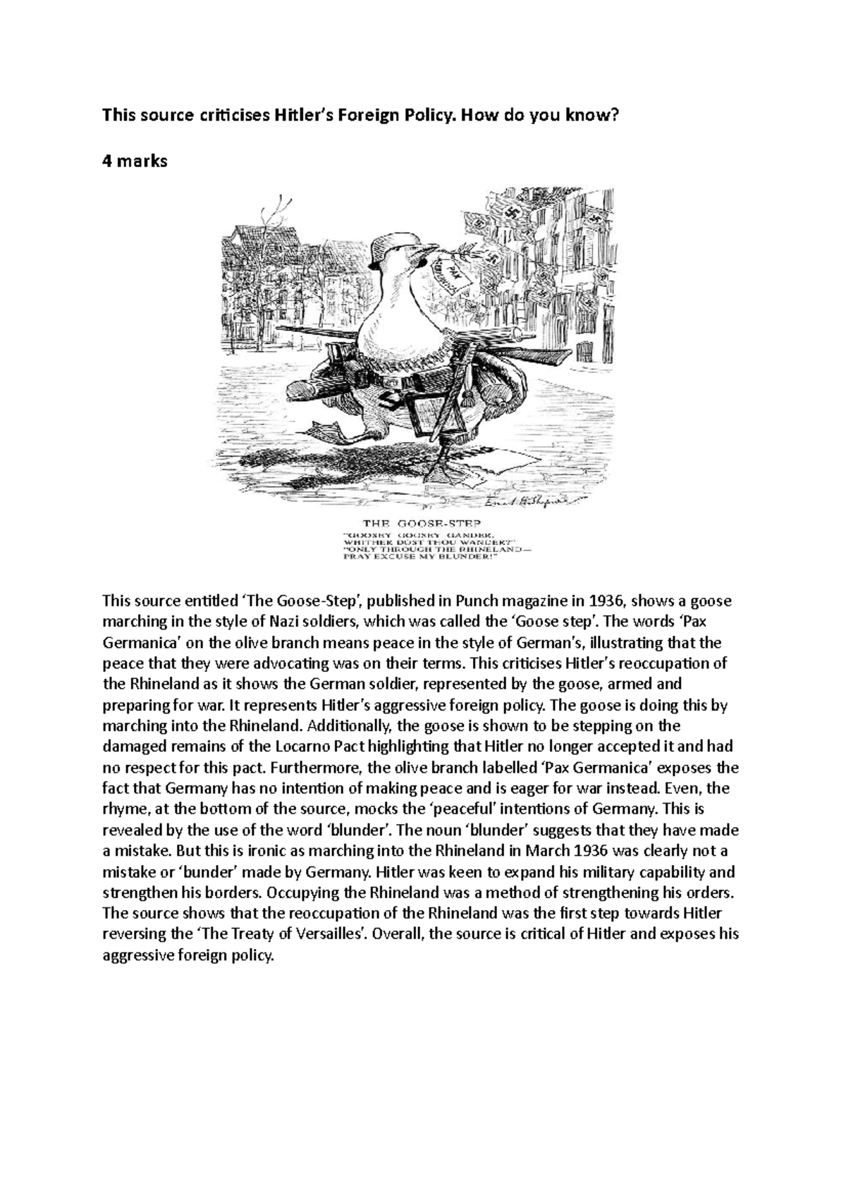 GCSE History Source Analysis: Nazi Germany's Foreign Policy Critique - Studocu