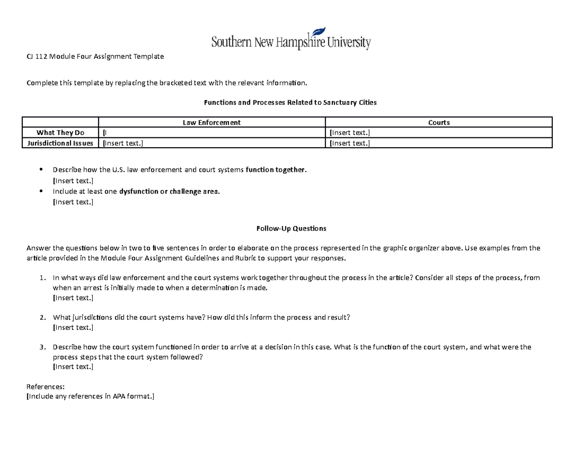 CJ 112 Module Four Assignment Template - CJ 112 Module Four Assignment ...