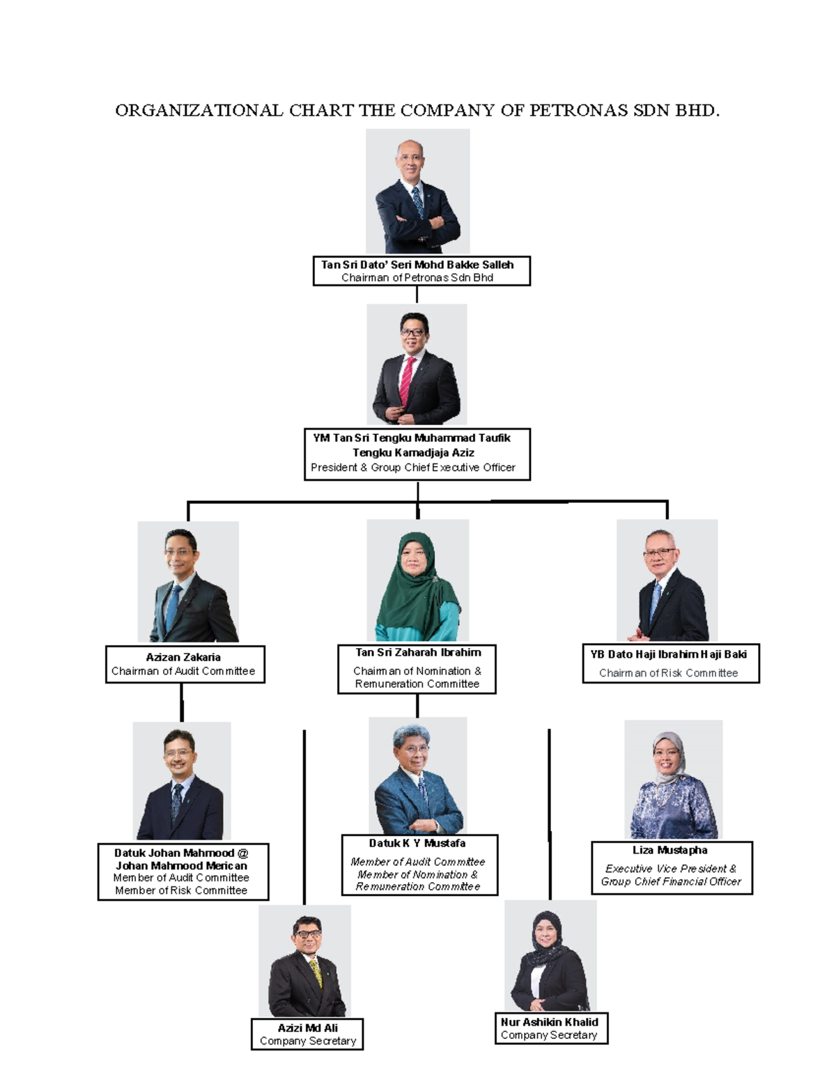 Organizational Chart: Petronas Sdn Bhd Leadership Structure - Studocu
