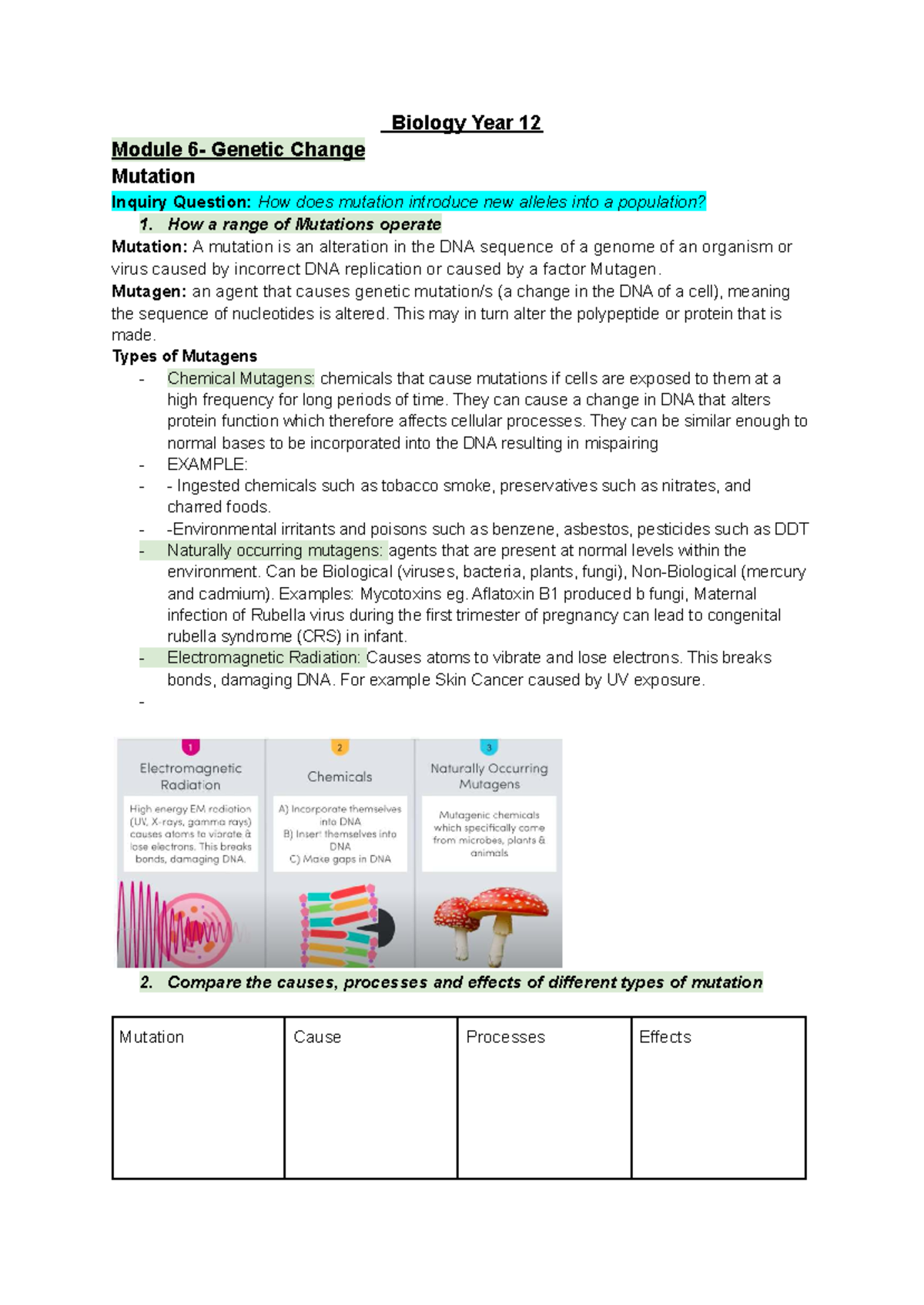 BIO Year 12 Module 6: Genetic Change & Mutation Insights - Studocu