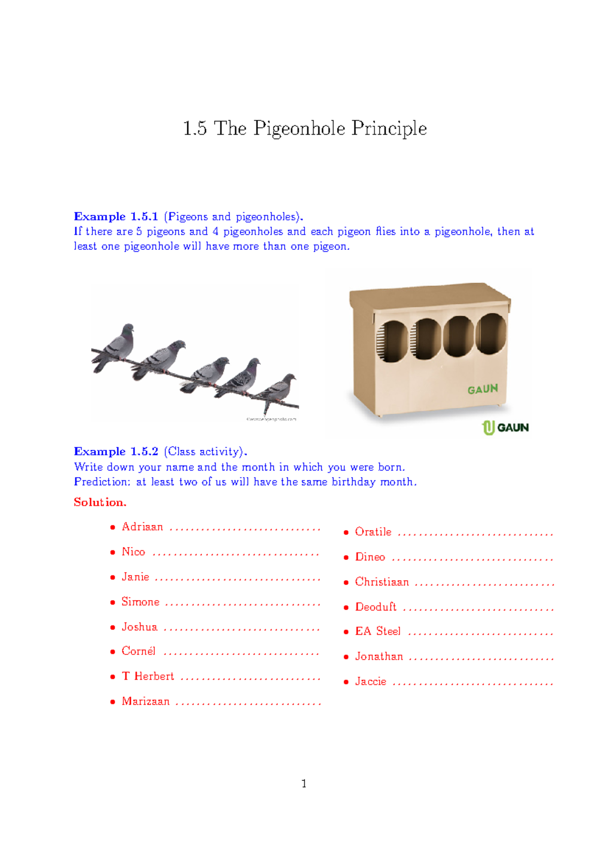 Pigeonhole Principle Examples and Applications (Course Code: 1.5) - Studocu