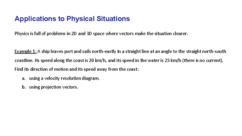 8F Applications of Vectors in 2D and 3D Physics Problems - Studocu