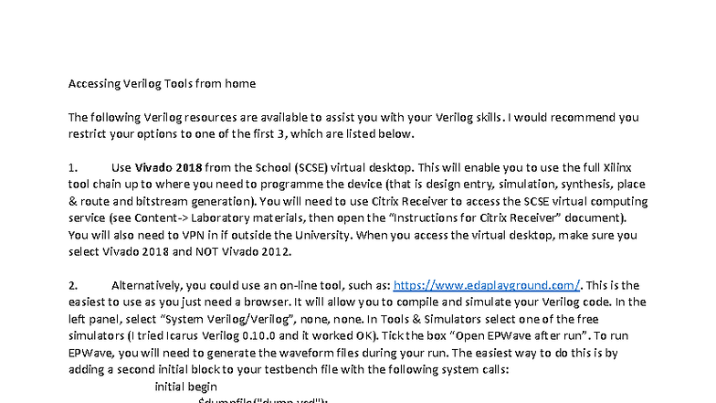 Accessing Verilog Tools: A Guide for SCSE Students - Studocu