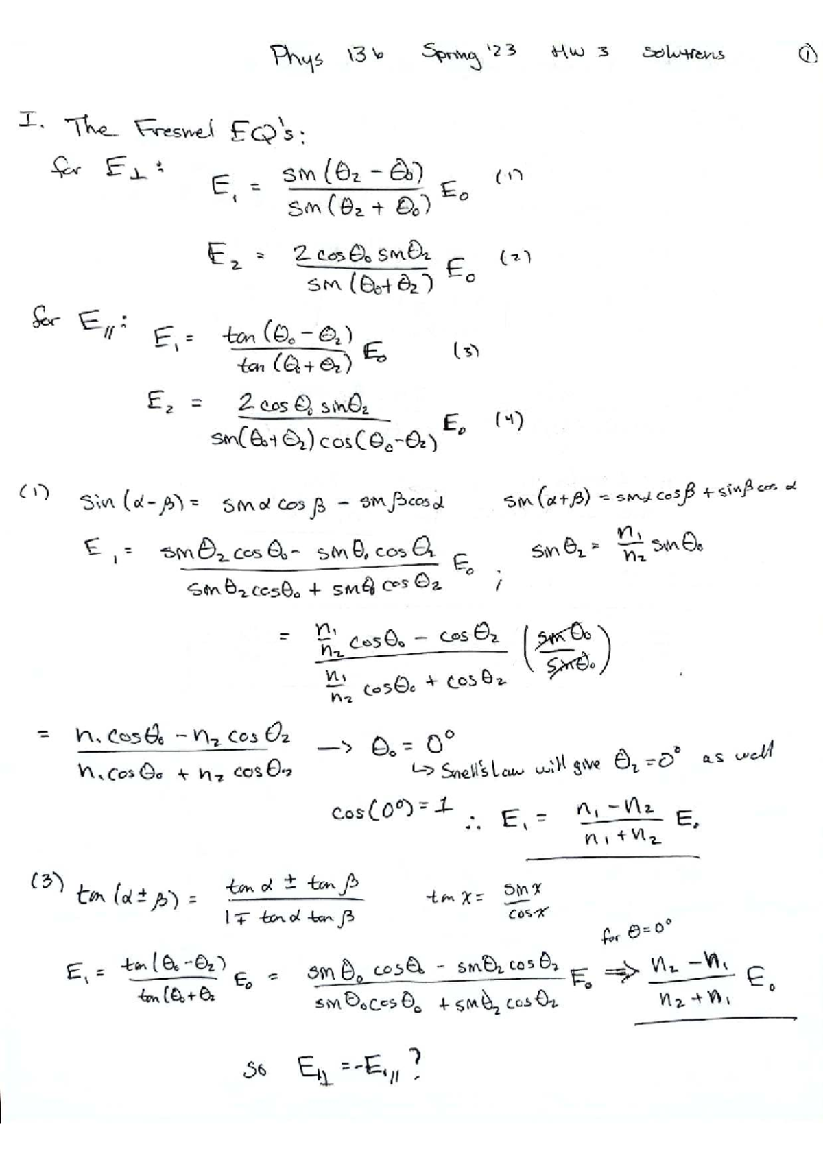 PHYS 136 S23 Homework 3 Solutions: Plane Waves, Reflection & Refraction ...