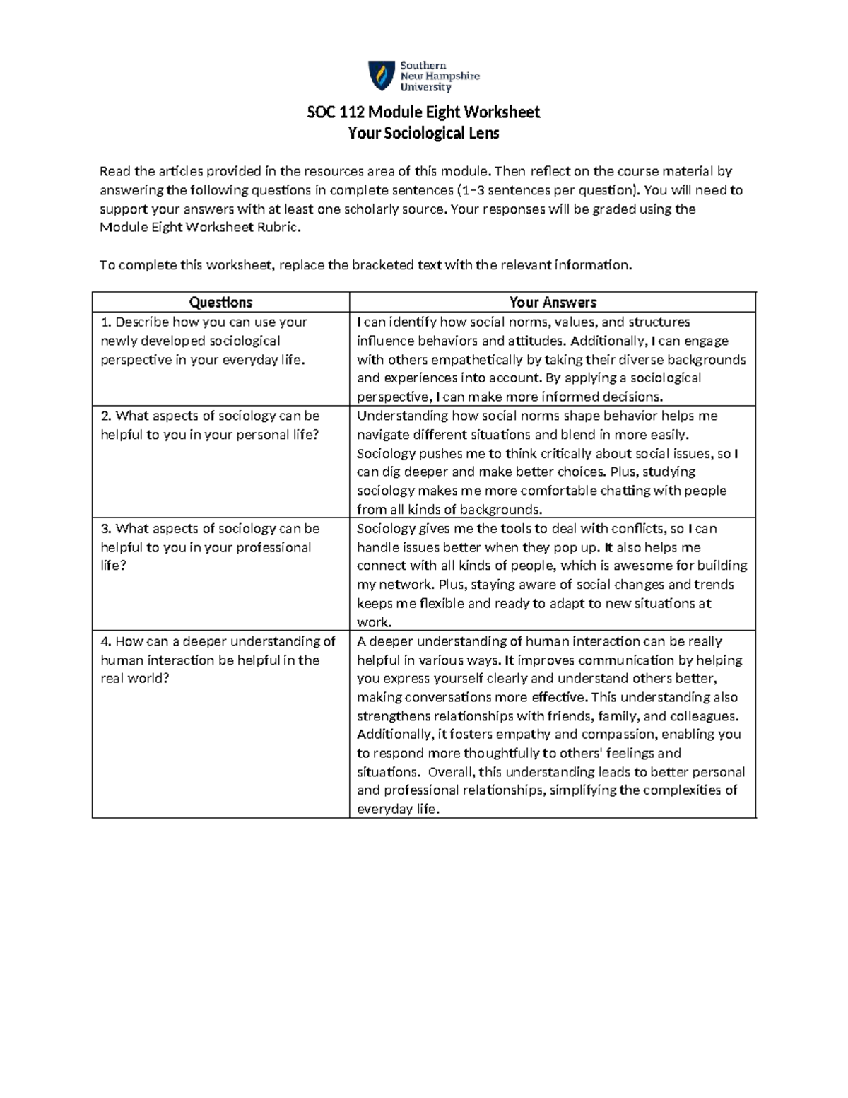 SOC 112 Module Eight Worksheet - SOC 112 Module Eight Worksheet Your ...