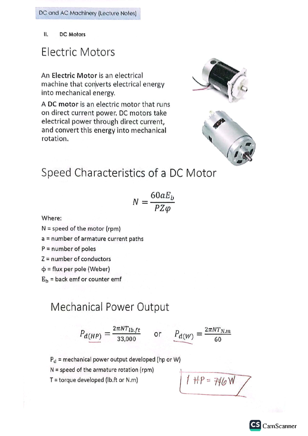DC Motor - this information is for lecture notes only - Electrical ...
