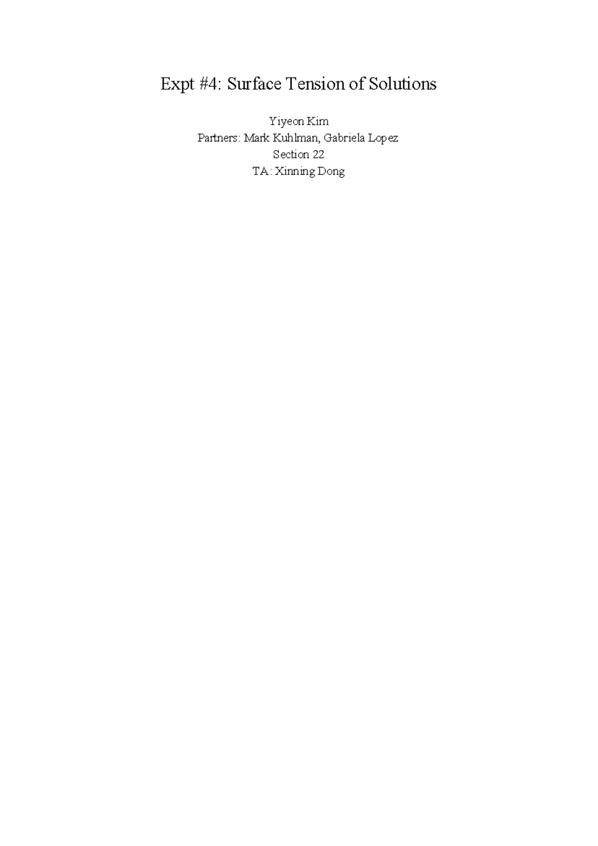 Lab Report 4: Surface Tension Analysis of n-Butanol & NaCl Solutions ...