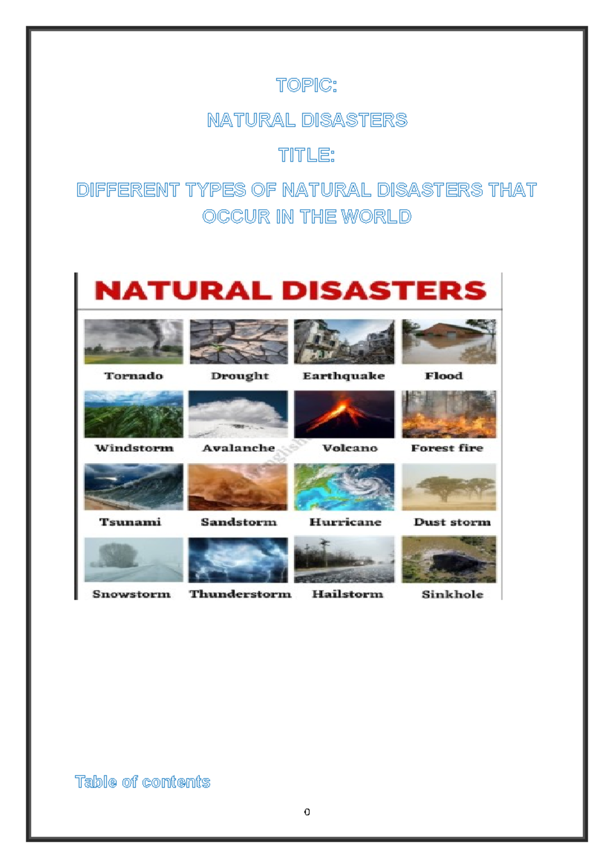 LL Course: Types and Effects of Natural Disasters - Studocu