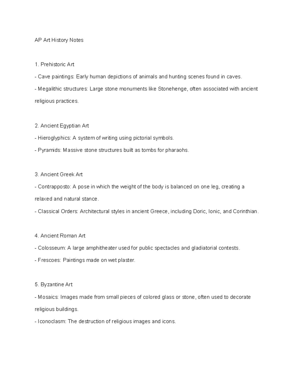AP Art History Notes - AP Art History Notes Prehistoric Art Cave ...
