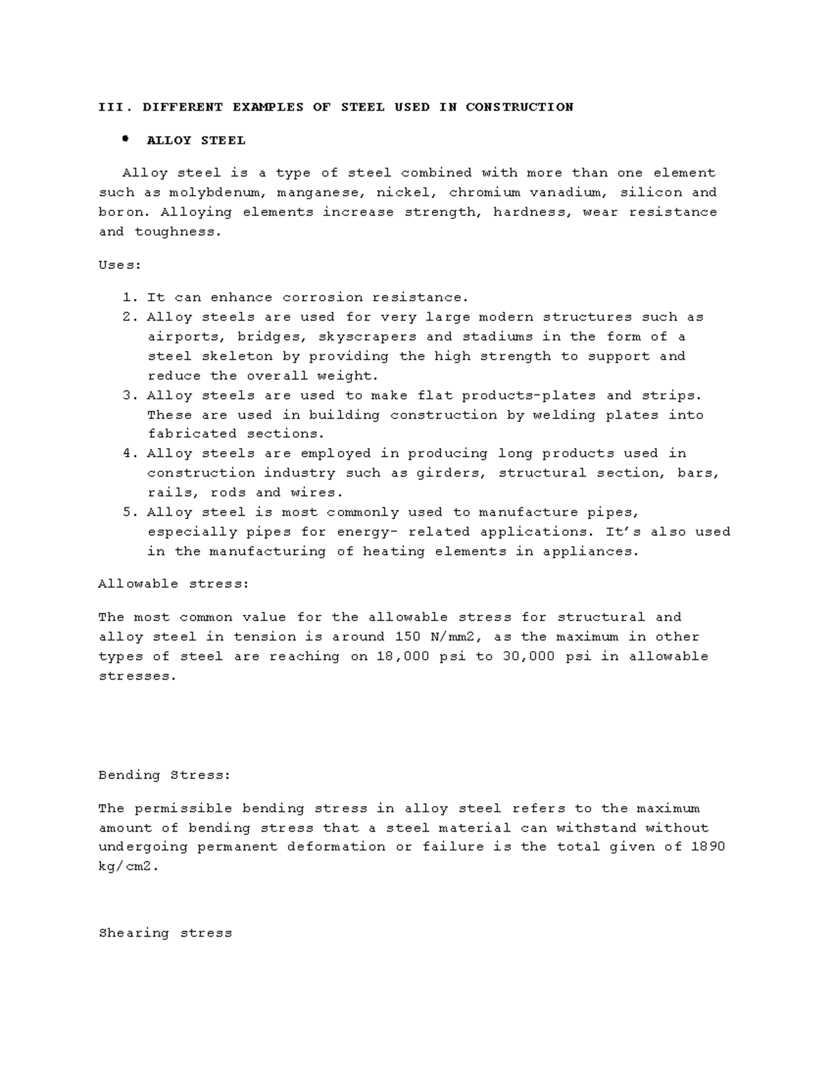 Alloy Steel Lesson: Key Uses, Properties, & Allowable Stresses - Studocu