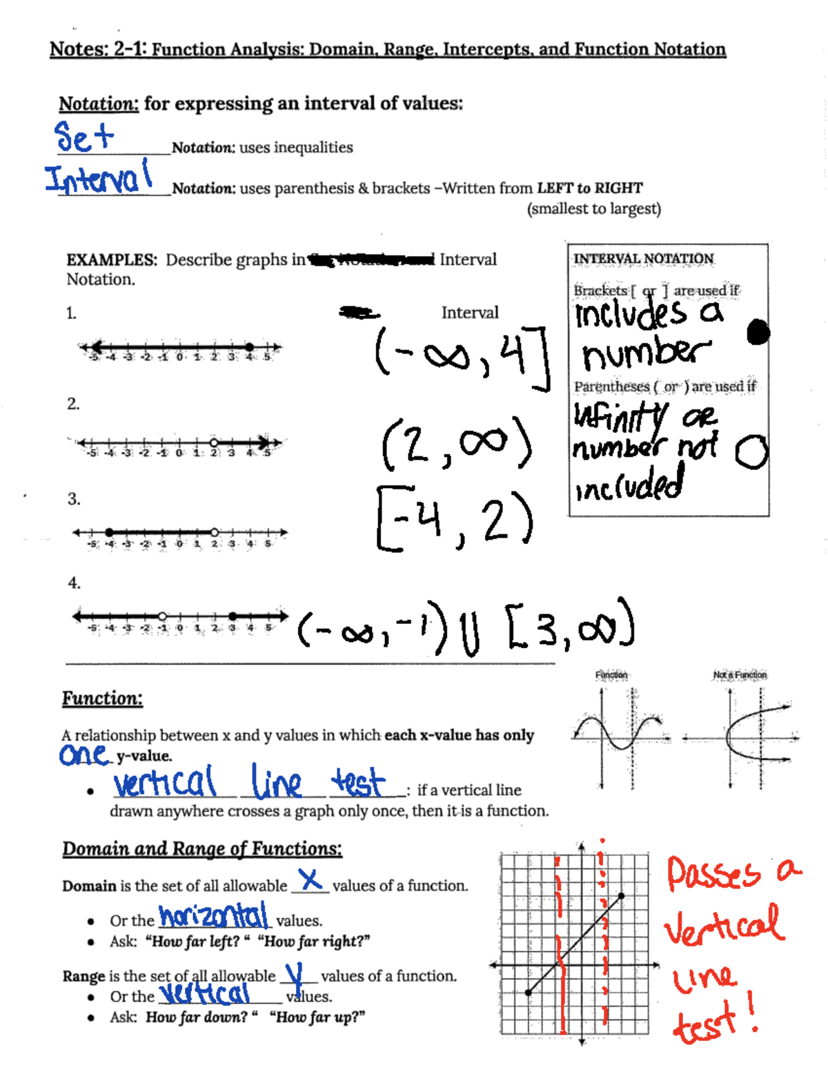 Mathematics Lecture Notes: Understanding Intervals and Vertical Line ...