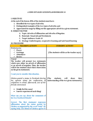 Detailed Lesson Plan for Grade 8 English: Sensory Imagery (MACAPARI ...