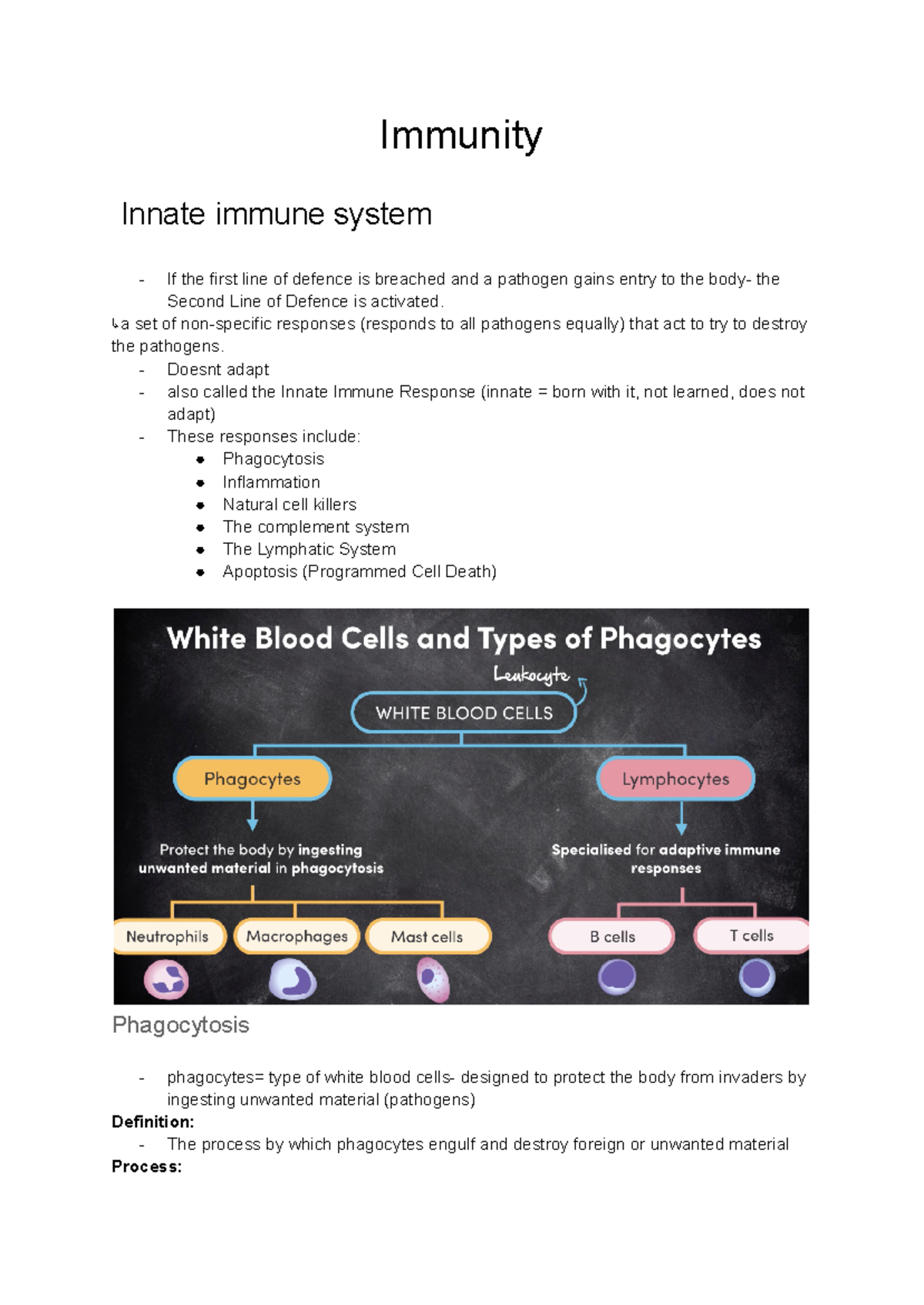 YR 12 BIO Module 7: Notes on Innate and Adaptive Immune Systems - Studocu