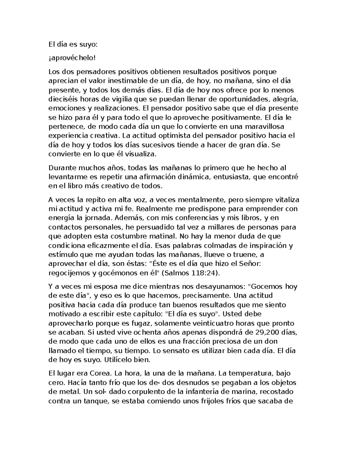 CAP 6: Aprovechar el Día Presente y Cultivar una Actitud Positiva - Studocu