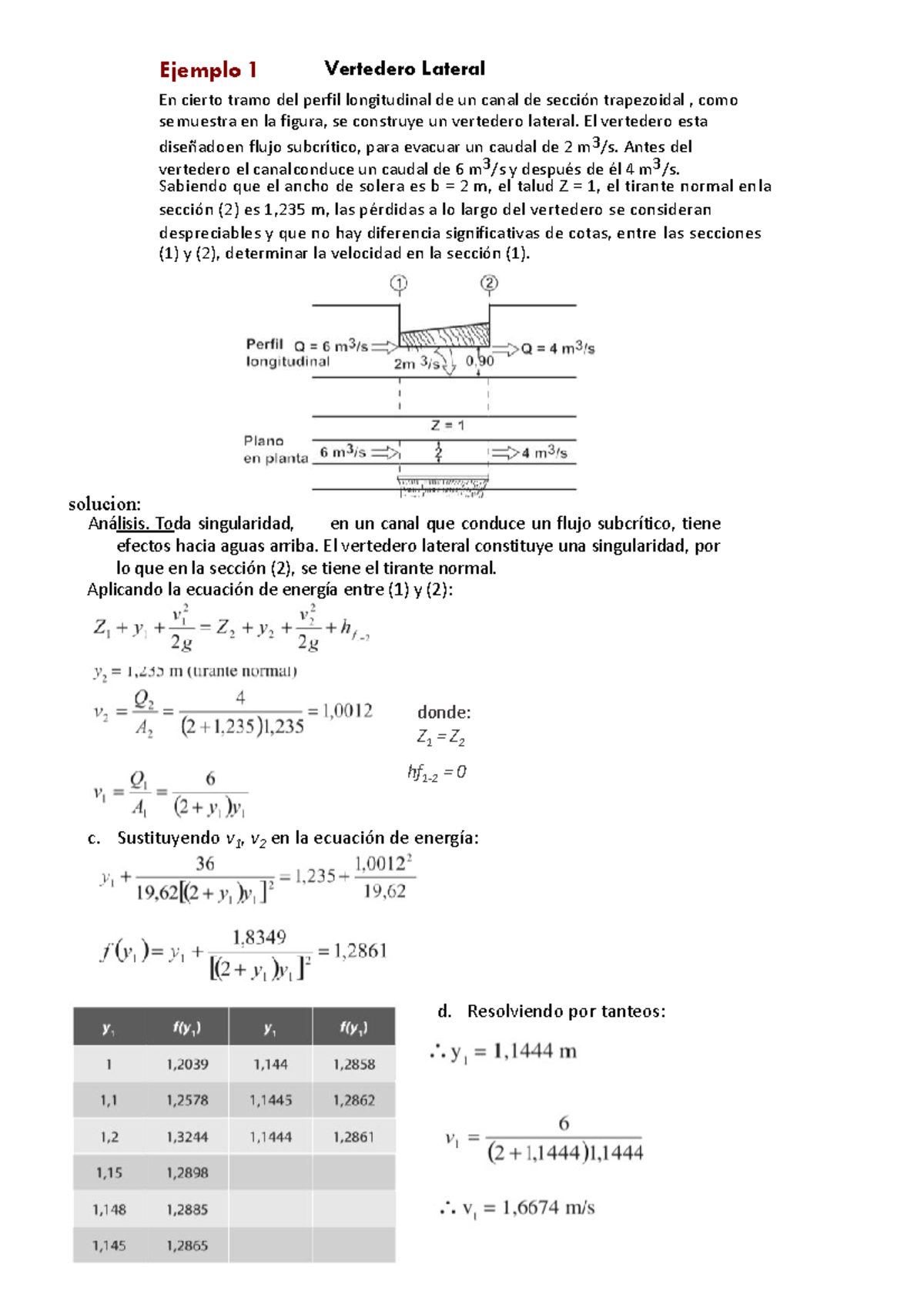 Ejemplos de Diseño de Vertederos Laterales en Canales Trapezoidales ...