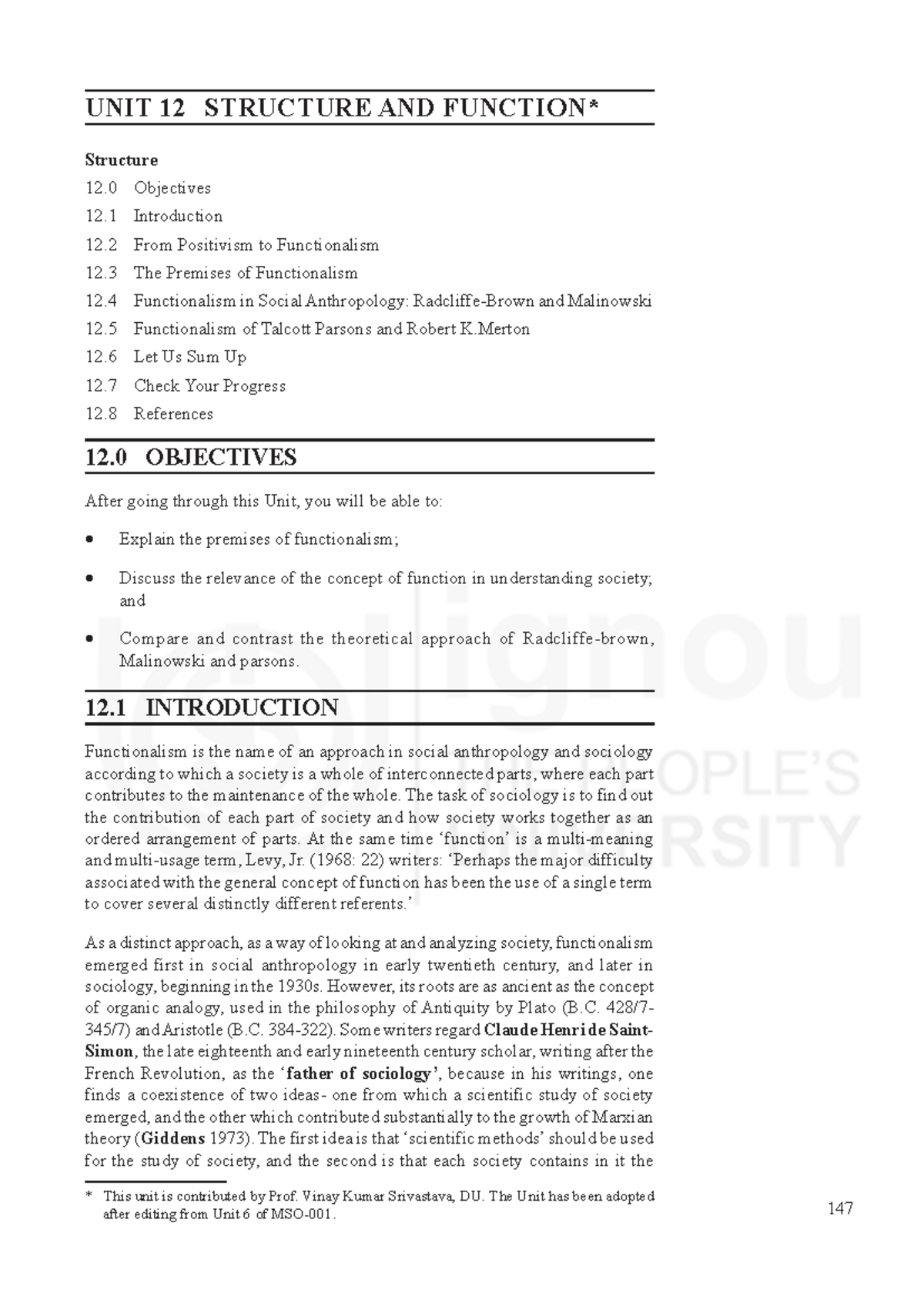 Unit 12: Structure and Function in Social Anthropology and Sociology ...