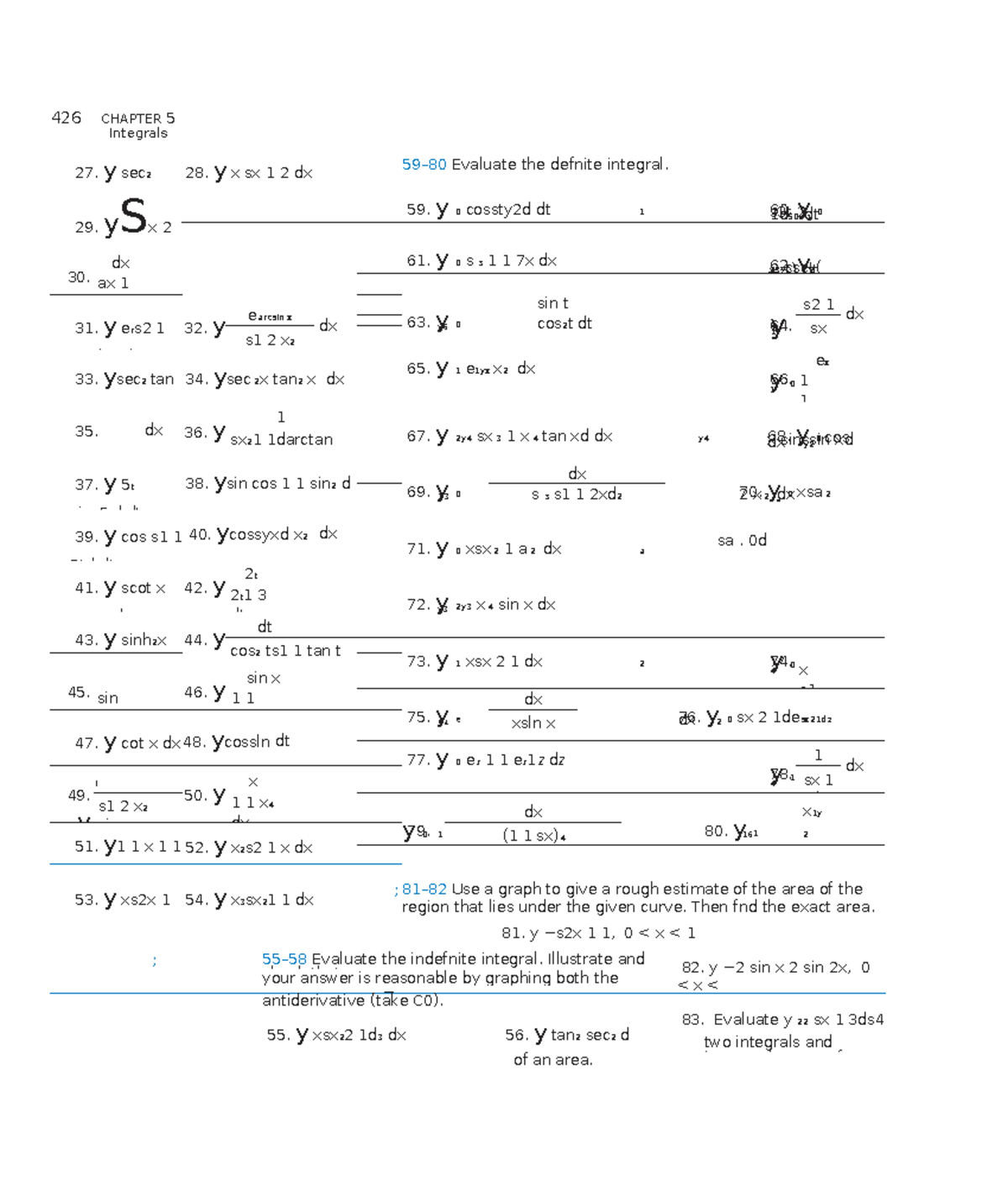 426 CHAPTER 5 Integrals: Evaluating Definite and Indefinite Integrals ...