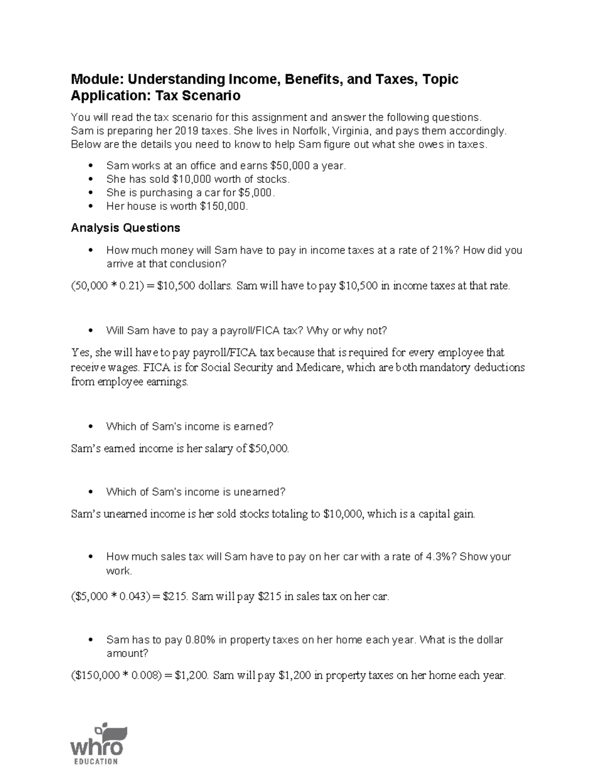 Module 4 Topic 1: Understanding Taxes with Sam's Scenario - Studocu