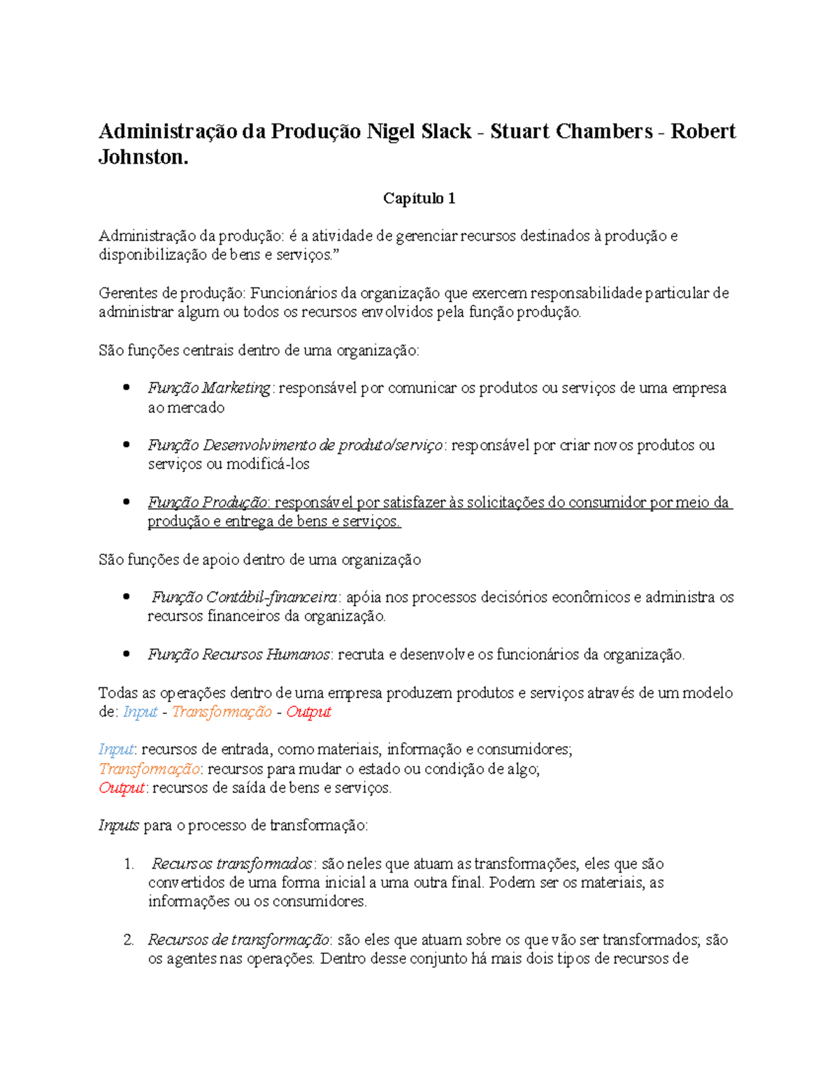 Resumo sobre Administração da Produção - Nigel Slack (AF-2023) - Studocu