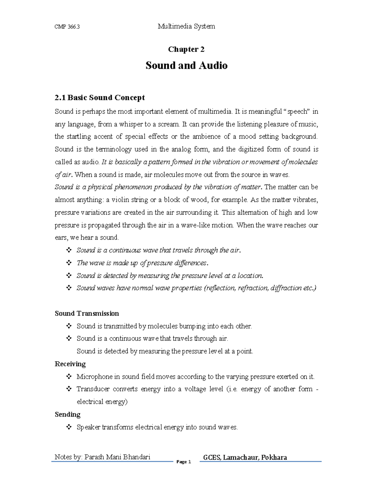 Chapter 2: Understanding Sound and Audio in Multimedia - Studocu