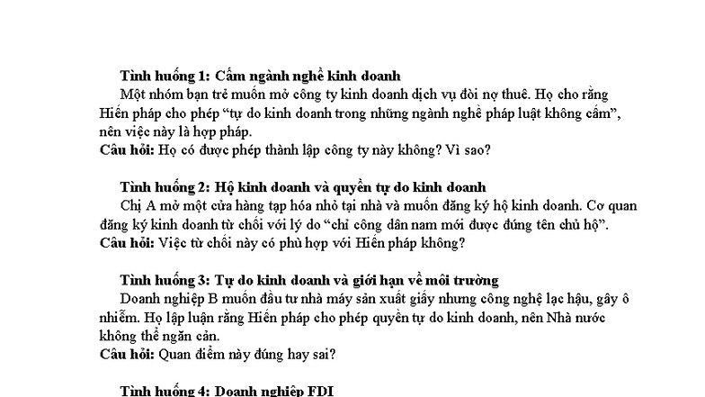 Tình huống LKD 2 (Auto Recovered)-đề - Tình huống 1: Cấm ngành nghề ...