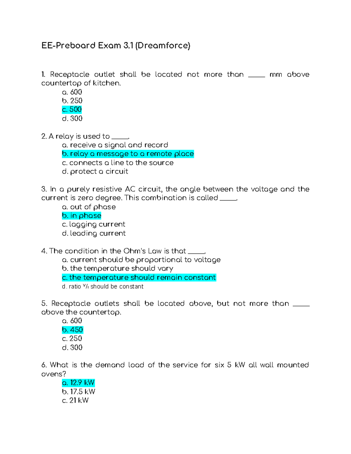 EE-Preboard Exam Objectives (Dreamforce) - Exam 3.1 Review - Studocu