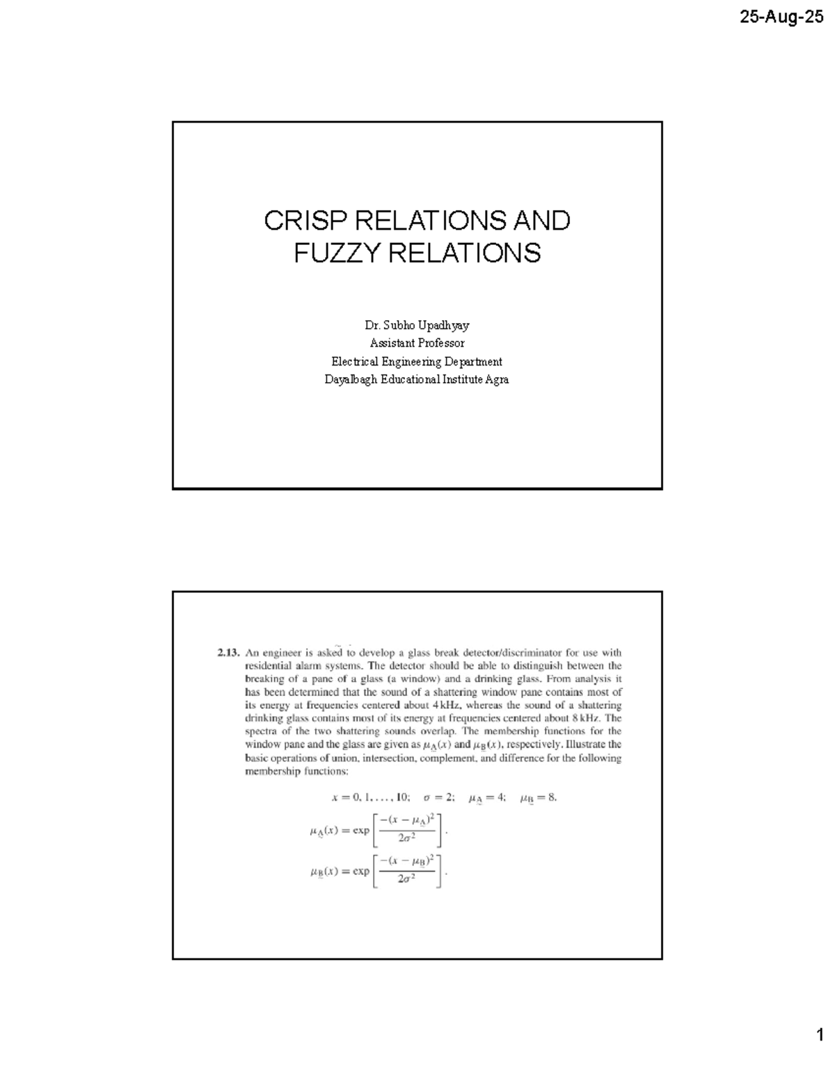 Fuzzy Relations and Cartesian Products: Lec 6 to 10 Notes - Studocu