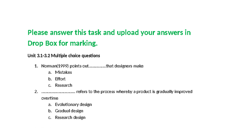 Unit-3 Multiple Choice Questions for Assessment - Studocu
