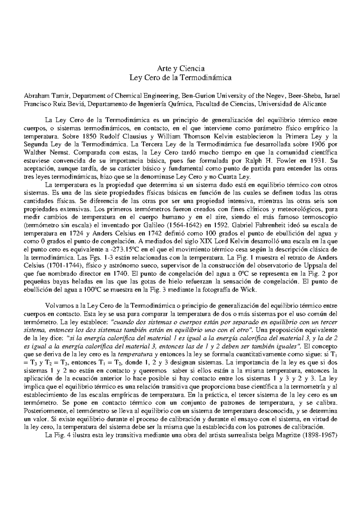 Ley Cero termodinamica - Arte y Ciencia Ley Cero de la Termodinámica ...