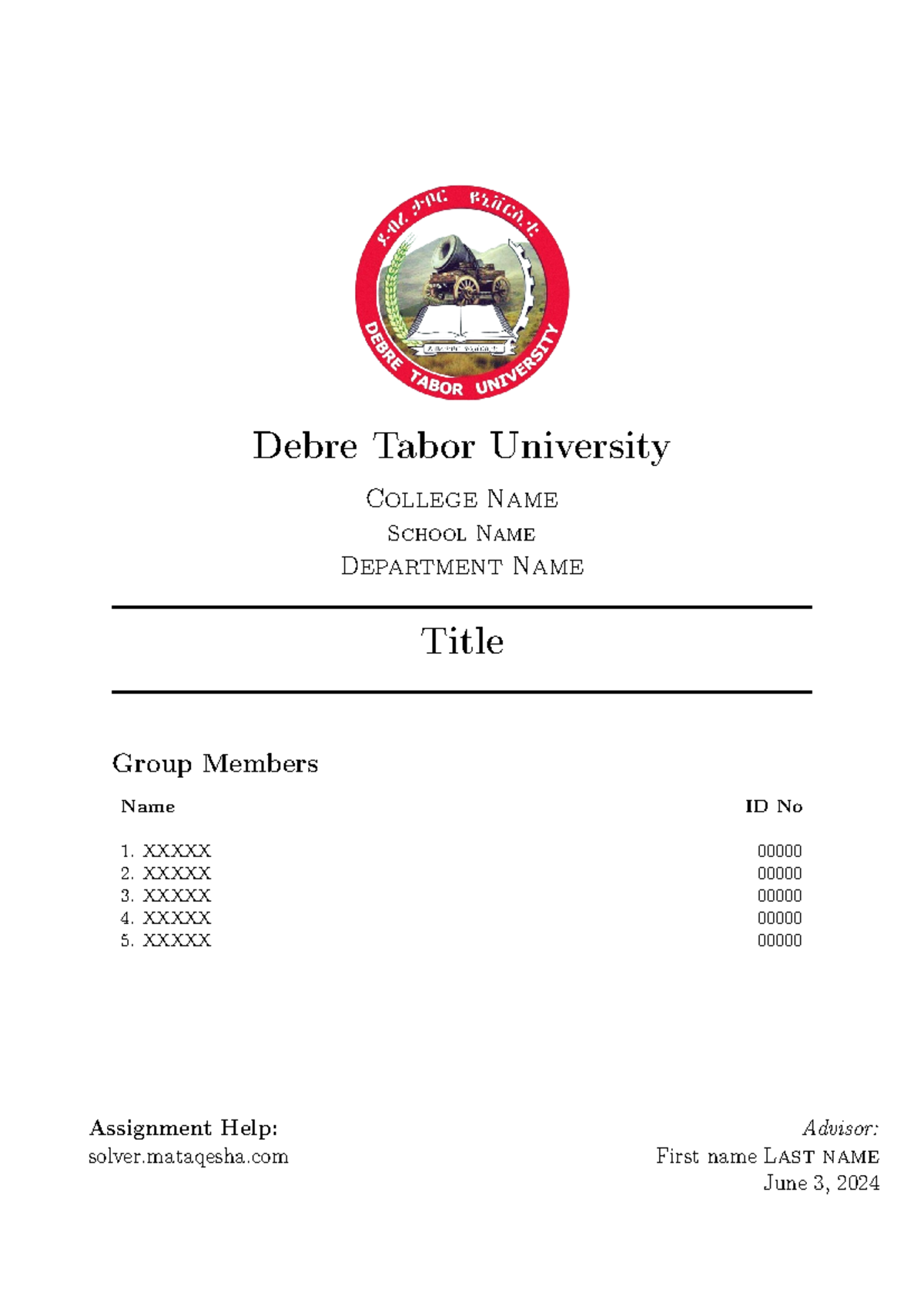 DBTU cover template - civil Engineering - Debre Tabor University ...