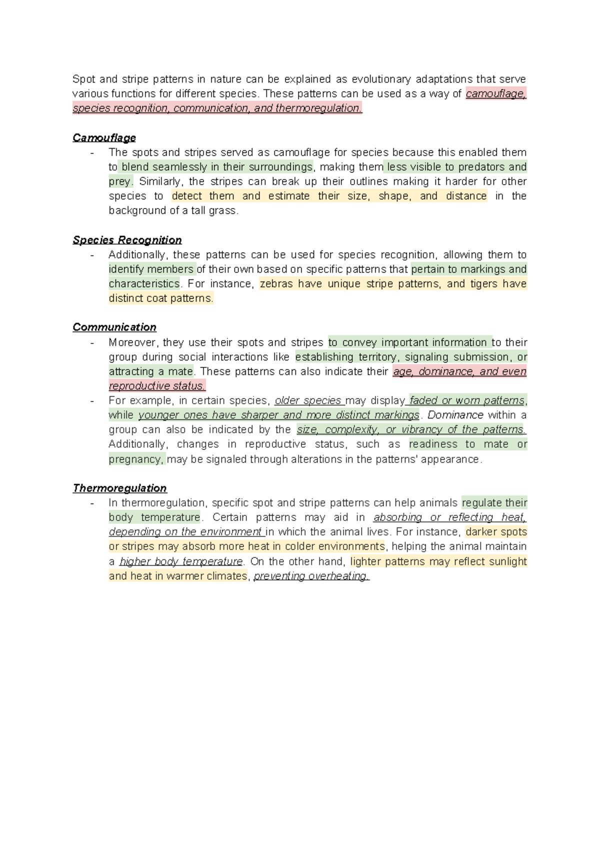MMW Lecture Notes - Evolutionary Function of Spot & Stripe Patterns ...