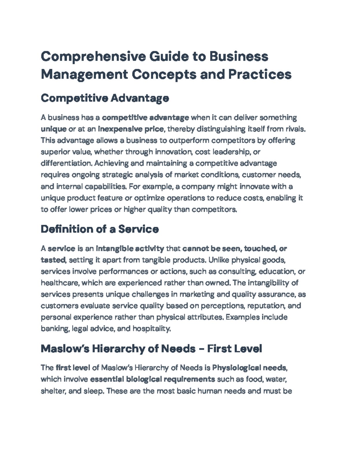 Comprehensive Guide to Business Management Concepts (BM 101) - Studocu