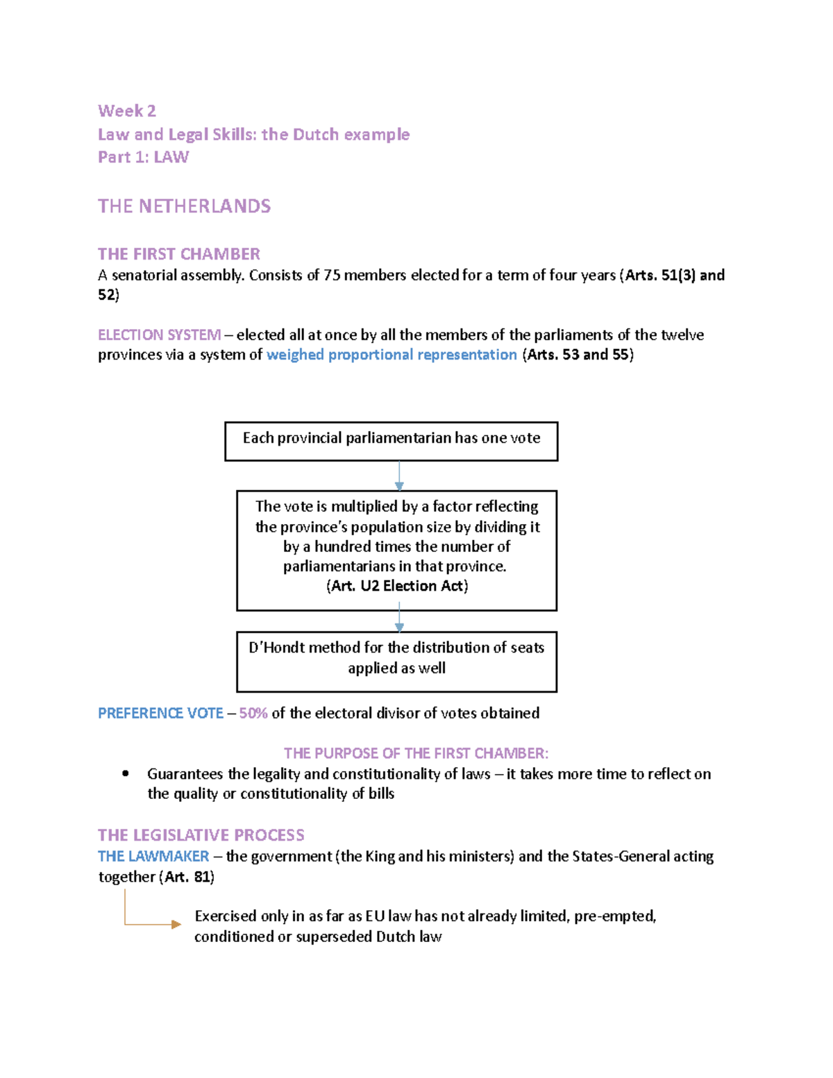 LLS Week 2 - Law Notes: Comparing Constitutional Structures - Studeersnel