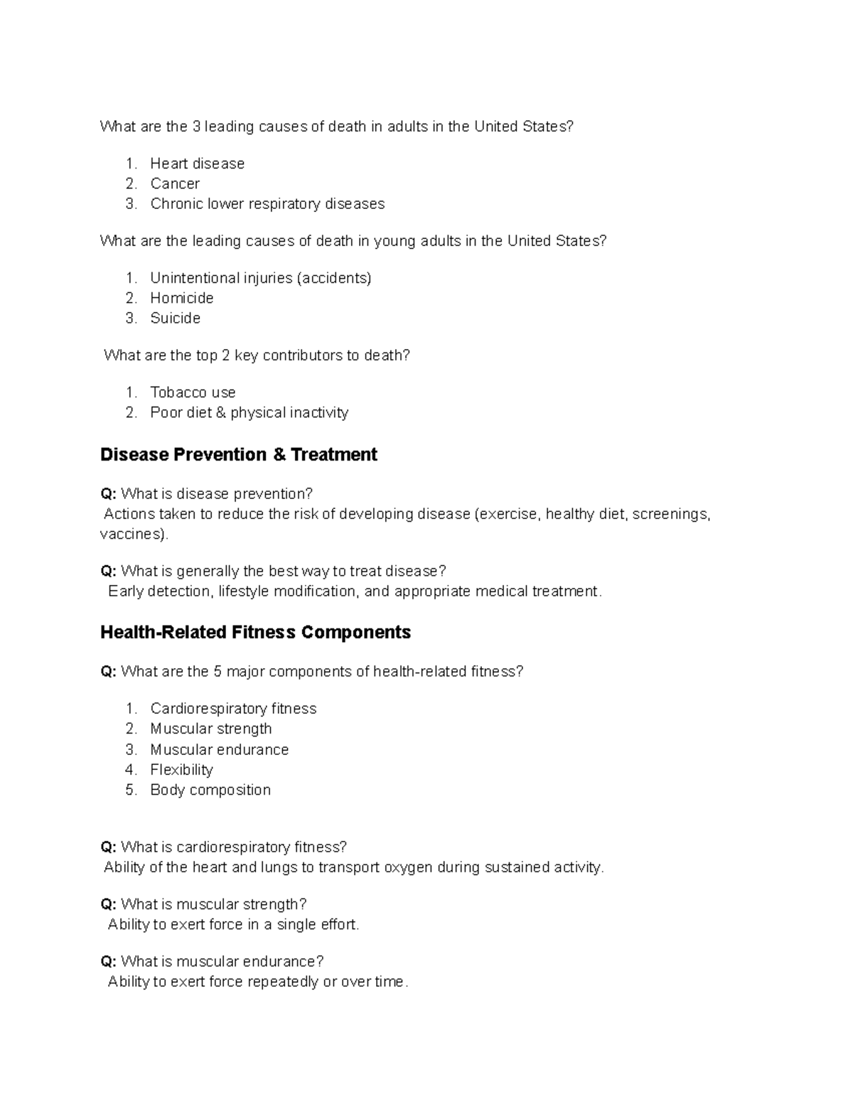 Health & Fitness Overview: Key Concepts and Guidelines - Studocu